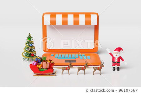 reindeer sleigh with santa claus,computer... - Stock Illustration ...