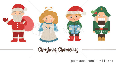 Vector set of Christmas characters. Cute winter...-插圖素材 [96112373 ...
