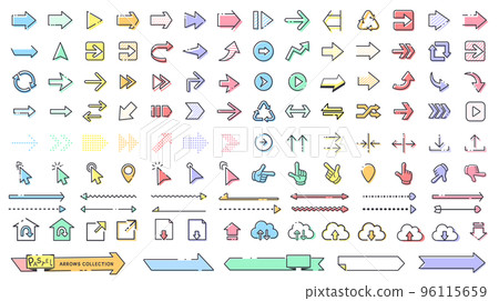 Pastel color arrow set with cute gaps and gaps - Stock Illustration ...