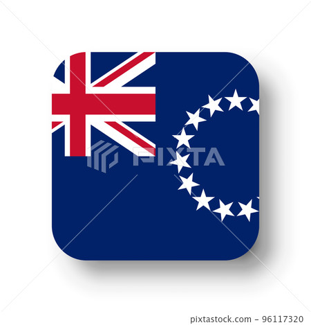 Cook Islands flag - flat vector square with... - Stock Illustration ...