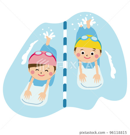 Pop kids swimming class white background... - Stock Illustration ...