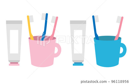 toothbrush, cup and toothpaste - Stock Illustration [96118956] - PIXTA