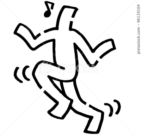 Stickman skipping happily. Hand-drawn vector data. - Stock Illustration ...