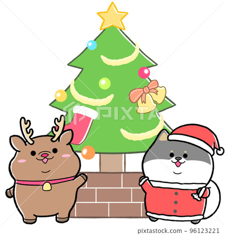 Yurukawa Kuroshiba Santa and Christmas Tree - Stock Illustration ...