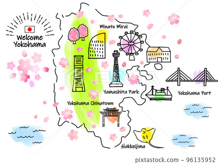 Simple line drawing illustration map of tourist... - Stock Illustration ...