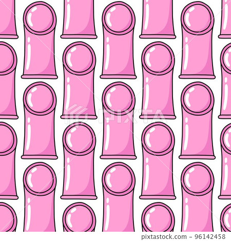female condom doodle pattern, vector color line... - Stock Illustration ...