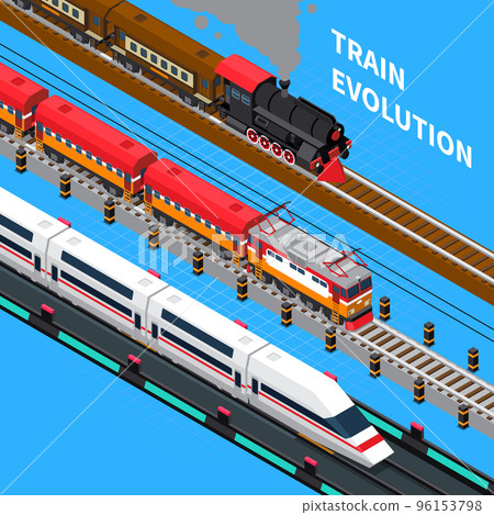 Train Evolution Isometric Composition - Stock Illustration [96153798] - PIXTA