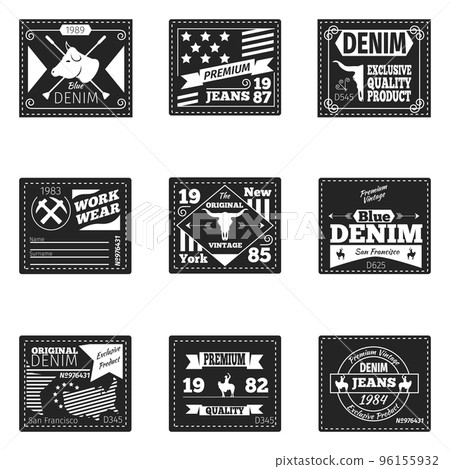 Vector denim emblems or logos set - Stock Illustration [96155932] - PIXTA