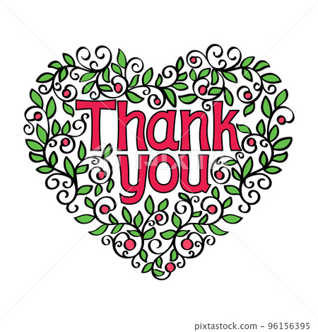 thank you hand lettering in shape of heart - Stock Illustration ...