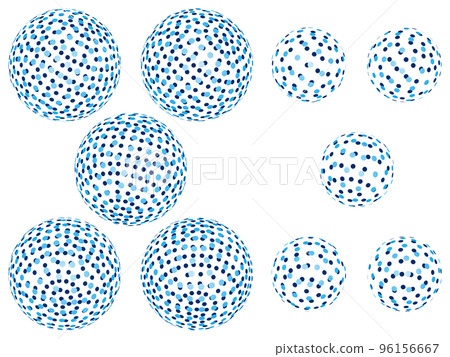 Large and small blue spheres drawn with round... - Stock Illustration ...