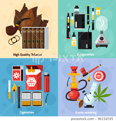 Smoking 2x2 Flat Design Concept - Stock Illustration [96158595] - PIXTA