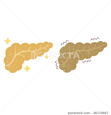 hand drawn cute healthy pancreas and weak pancreas - Stock Illustration ...