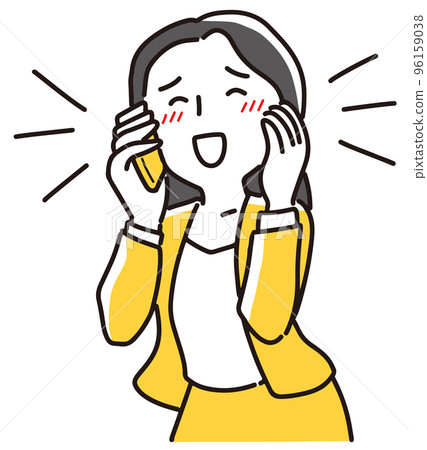A woman who calls with a smile - Stock Illustration [96159038] - PIXTA