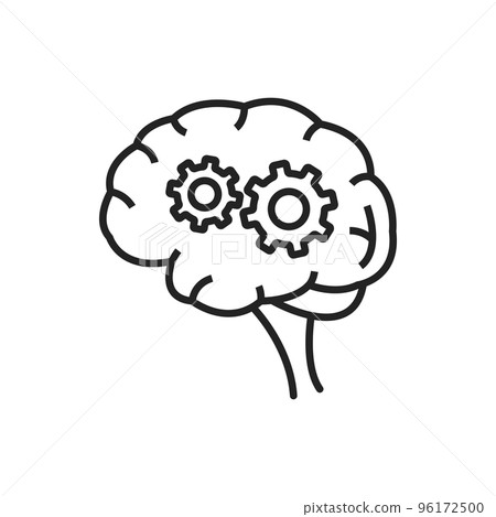 Brain and rotating cog wheels or gears isolated... - Stock Illustration ...