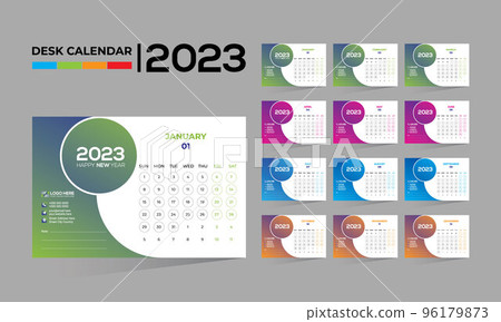 2023 desktop vector 12 month 12 page calendar... - Stock Illustration ...
