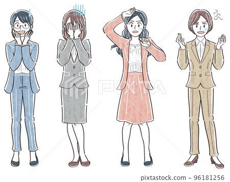 Business woman full body illustration set of... - Stock Illustration ...