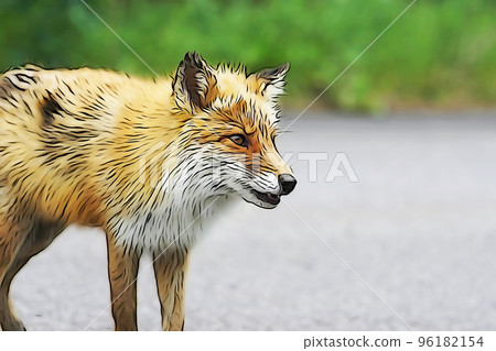 Pastel style "One red fox" illustration image - Stock Illustration ...