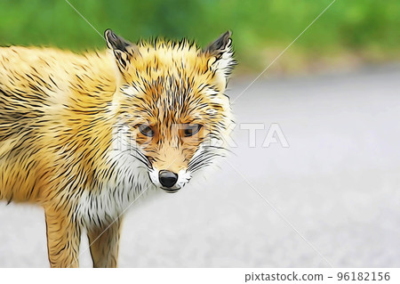 Pastel style "One red fox" illustration image - Stock Illustration ...