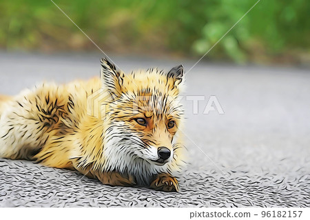 Pastel style "One red fox" illustration image - Stock Illustration ...
