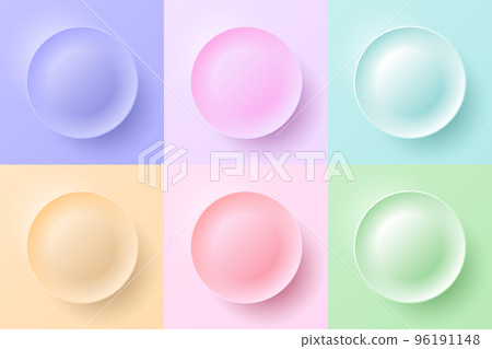 Set of 3D badges pastel colors circles shapes... - Stock Illustration ...