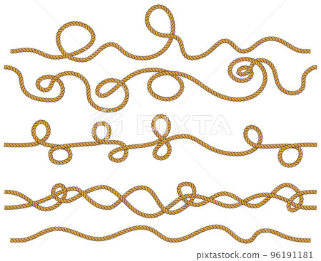 Set of seamless tangled ropes isolated on white... - Stock Illustration ...