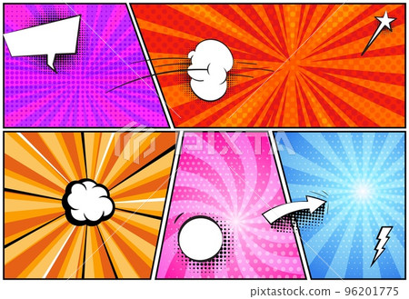 Comic cartoon page template. Superhero halftone... - Stock Illustration ...