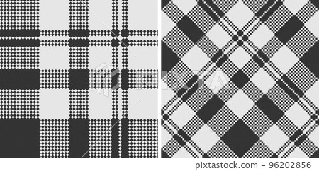 Set black and white check plaid seamless vector... - Stock Illustration ...