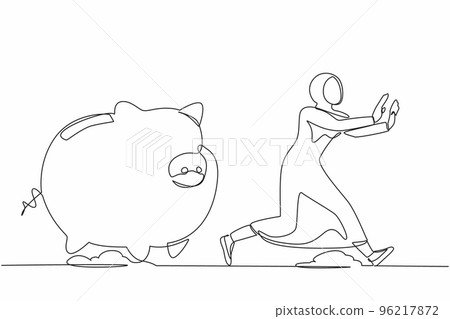Continuous one line drawing fright Arab... - Stock Illustration ...