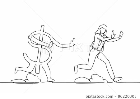 Continuous one line drawing scared... - Stock Illustration [96220303 ...
