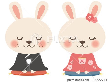 New Year's card material Rabbit illustration... - Stock Illustration ...