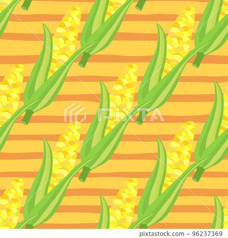 Corn plants seamless pattern. Corn cobs endless... - Stock Illustration ...