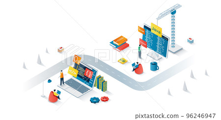 Programming company concept 3d isometric web... - Stock Illustration ...