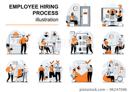 Employee hiring process concept with people... - Stock Illustration ...