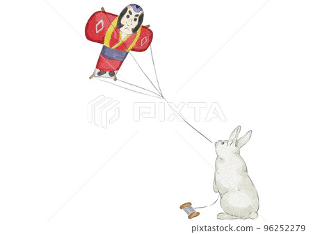 Illustration of a rabbit flying a kite... - Stock Illustration ...