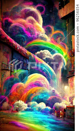 An abstract multicolored magical world. Lots of... - Stock Illustration ...