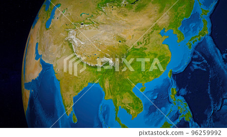 Earth globe zoomed and focused on Asia... - Stock Illustration ...
