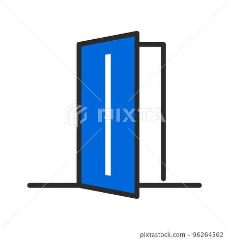 A blue door with a half-open slit - Stock Illustration [96264562] - PIXTA