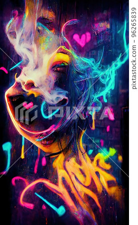 An abstract multicolored rainbow stream. A wall... - Stock Illustration ...