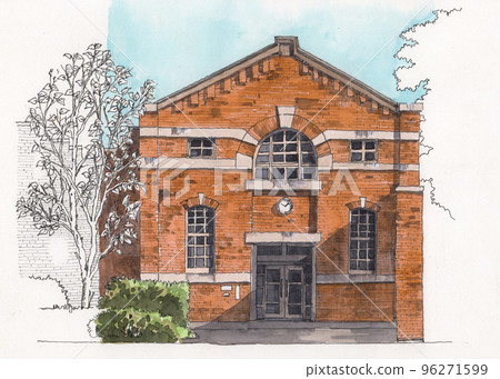 Style of red bricks Former Kanebo Kyoto Factory - Stock Illustration ...