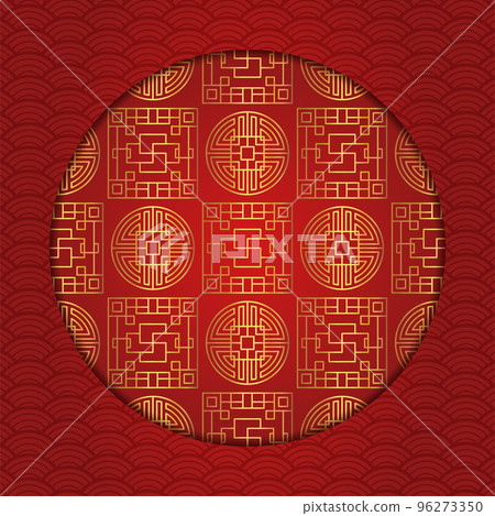 Traditional chinese round pattern frame....-插圖素材 [96273350] - PIXTA圖庫