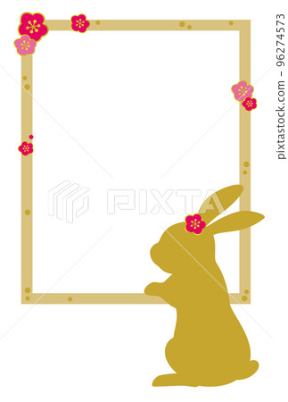 Japanese style rabbit silhouette photo frame... - Stock Illustration ...