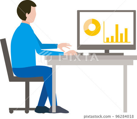 Businessman checking the status of business on... - Stock Illustration ...