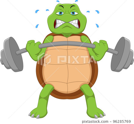 cartoon cute turtle lifting weights - Stock Illustration [96285769] - PIXTA