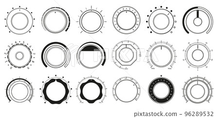 Volume adjustment dials. Round level knob,... - Stock Illustration ...