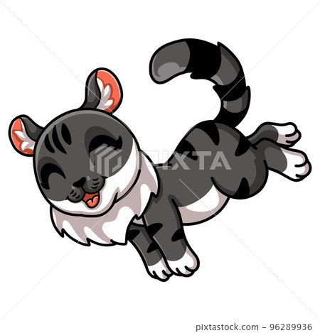 Cute American curl cat cartoon jumping - Stock Illustration [96289936 ...