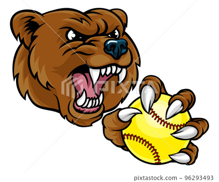Bear Softball Animal Sports Team Mascot - Stock Illustration [96293493 ...