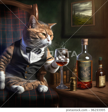 A distinguished ore gentleman cat dressed in a... - Stock Illustration ...
