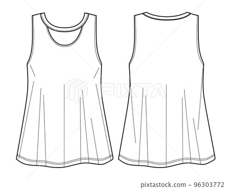 Vector summer tank top fashion CAD, sleeveless... - Stock Illustration ...