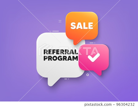 Referral program tag. 3d bubble chat banner.... - Stock Illustration ...