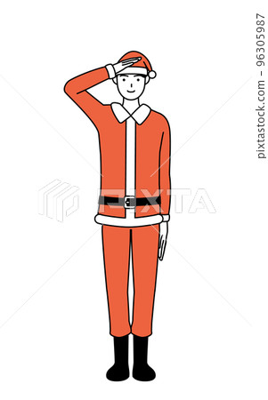 A man in a Santa Claus costume saluting - Stock Illustration [96305987 ...
